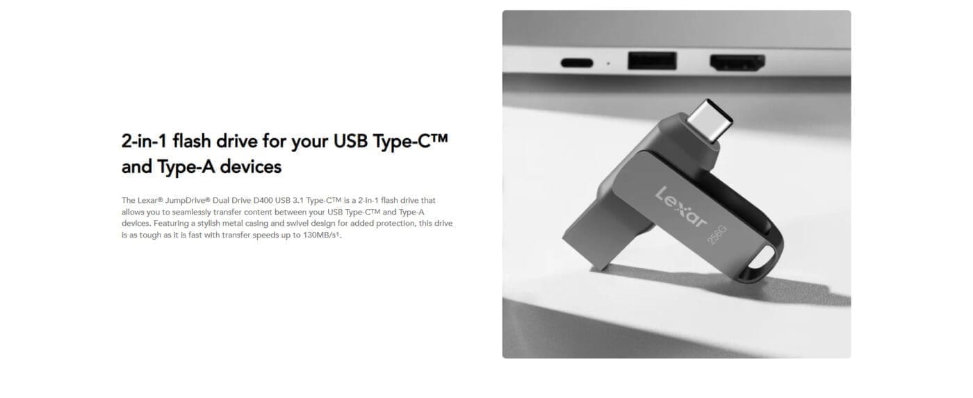Lexar JumpDrive Dual Drive D400 128GB Usb3.1 Type C Flash Drive ...