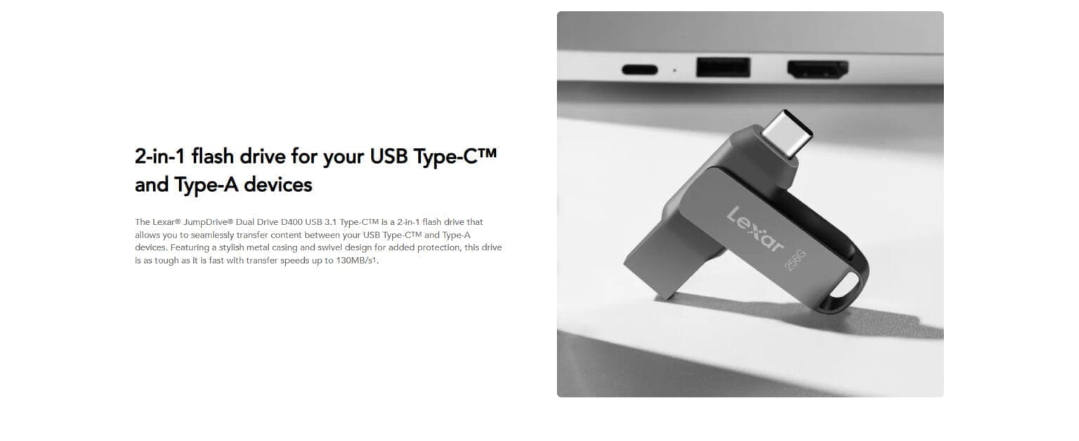 Lexar JumpDrive Dual Drive D400 128GB Usb3.1 Type C Flash Drive ...