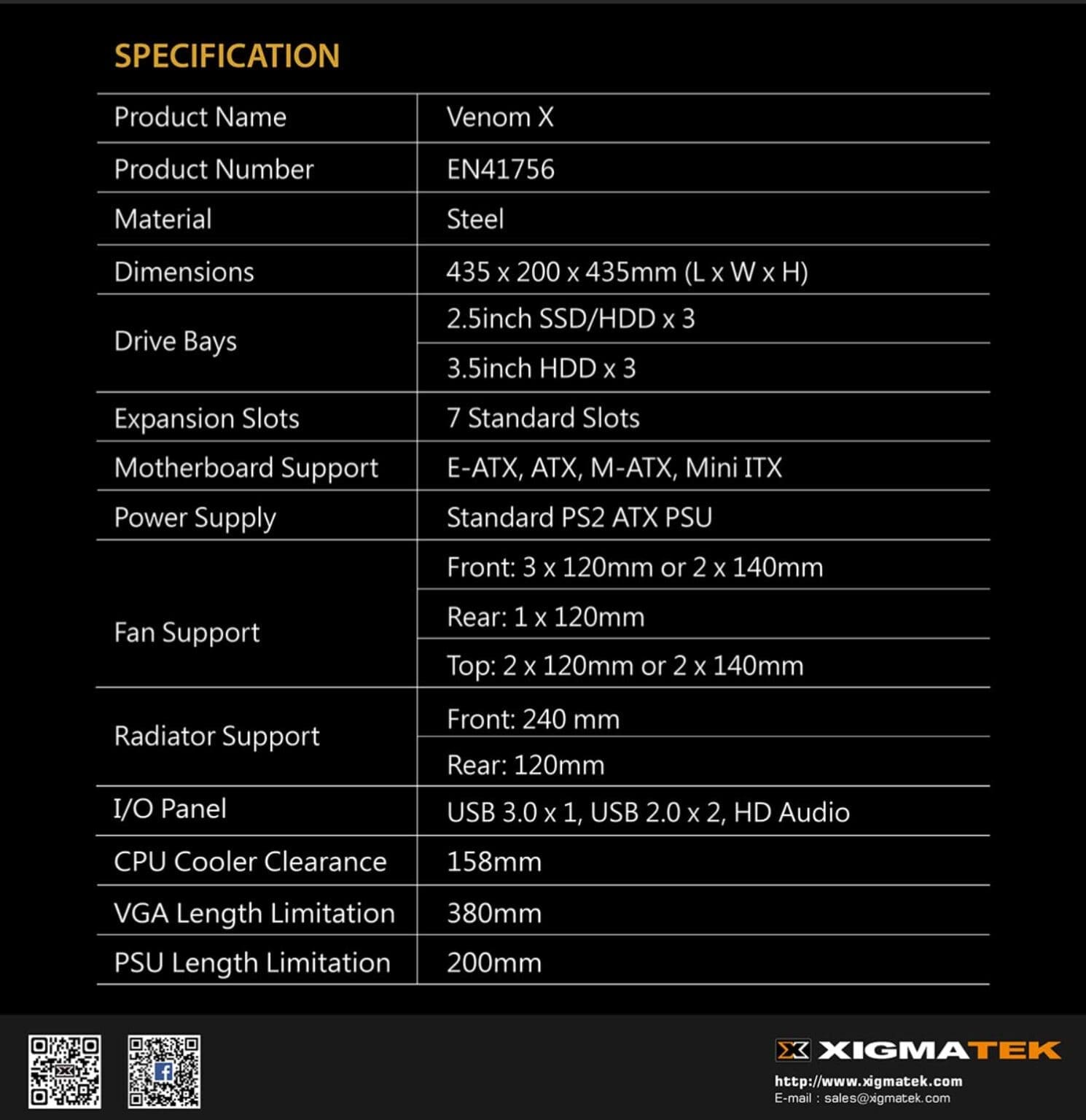 Xigmatek Venom X Black + 650W Mid Tower Case | Alfrensia – Best PC ...