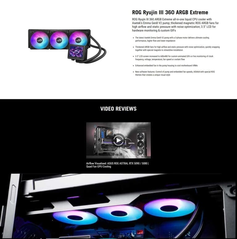 Asus Rog Ryujin III 360 Argb Extreme Aio Liquid Cpu Cooler | Alfrensia ...