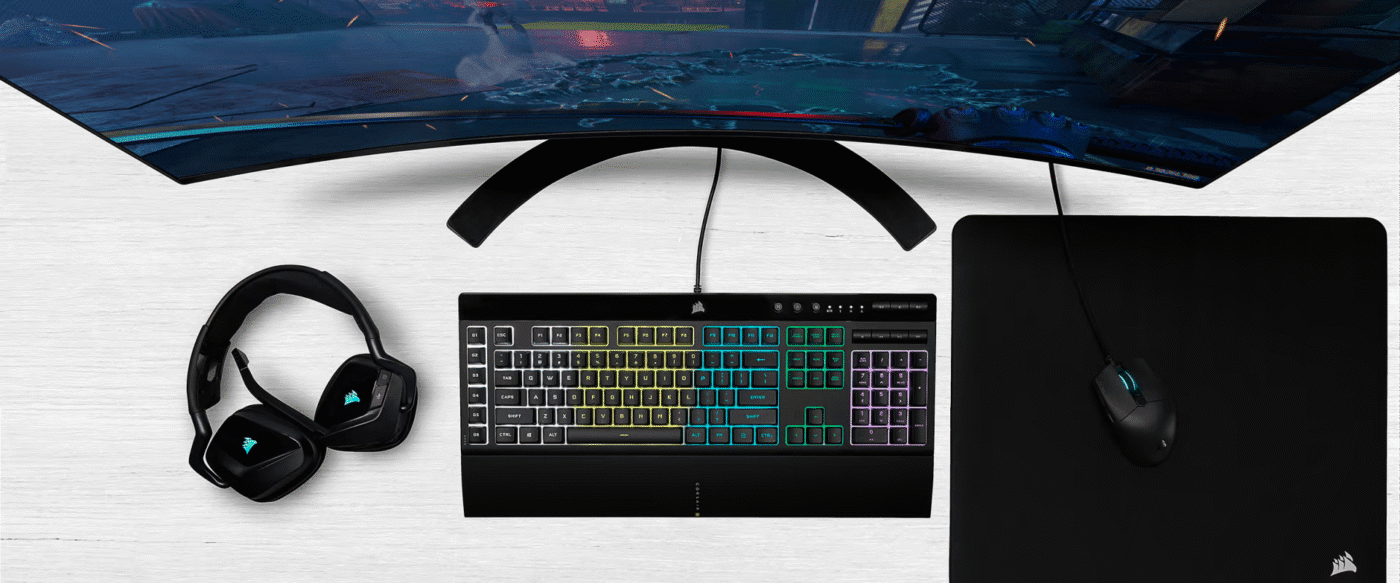 Corsair K55 RGB Pro with six dedicated macro keys Wired Gaming Keyboard ...
