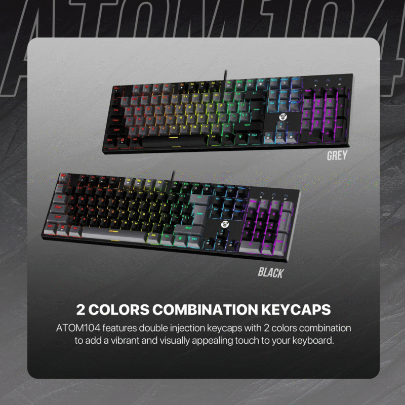Fantech Atom MK886 RGB Red Switches Grey Wired Mechanical Keyboard ...