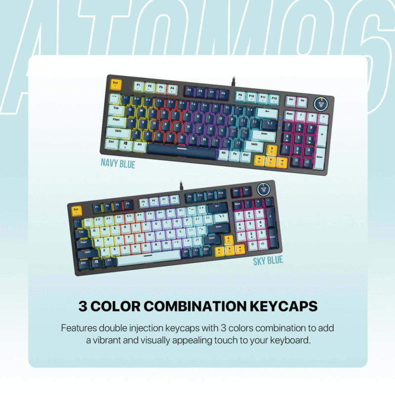 Fantech Atom 96 MK890 V2 Blue Switches Sky Blue Wired Mechanical ...