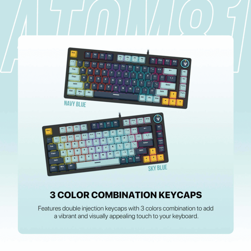 Fantech Atom 81 MK875 V2 Blue Switches Sky Blue Wired Mechanical ...