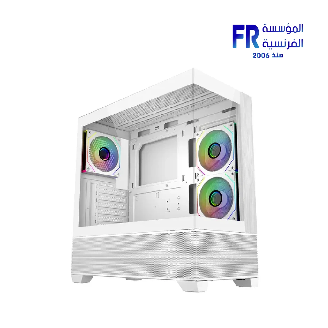 Cooler Master Elite 690 Wood ATX Tempered Glass Wood Front Panel ARGB Type C White Mid Tower ...